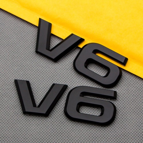 2x Matte Black Metal V6 Engine Badge Emblem Car Trunk Fender Racing ...