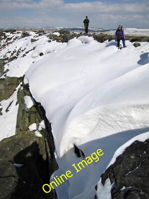 Photo 6x4 Large snow drift on Curbar Edge Calver Sough A great day for ...