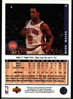 1994-95 Upper Deck Collector's Choice Gold Signature Mark Macon #2 | eBay