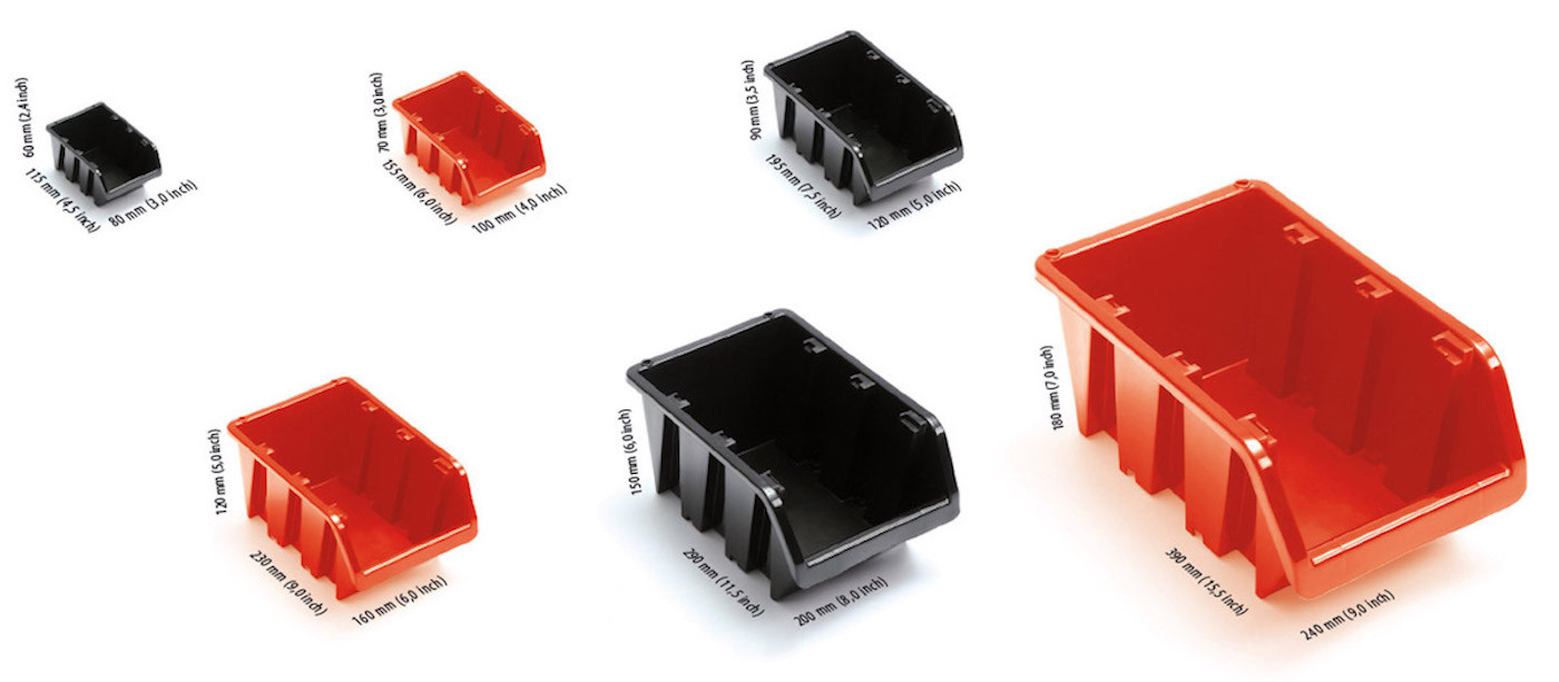 SET 100 PCS PLASTIC STORAGE BINS BOXES 60 x 115 x 80 mm (2,4 x 4,5 x 3 ...