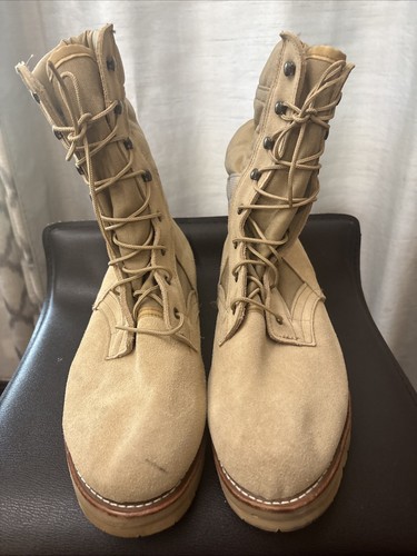 P.W. MINOR Mens Gorp Core Tan Suede Canvas Combat Lace Up Boots Style ...