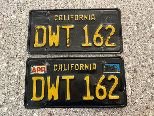 1963 California Matching License Plates Pair # DWT 162 Original Plates ...