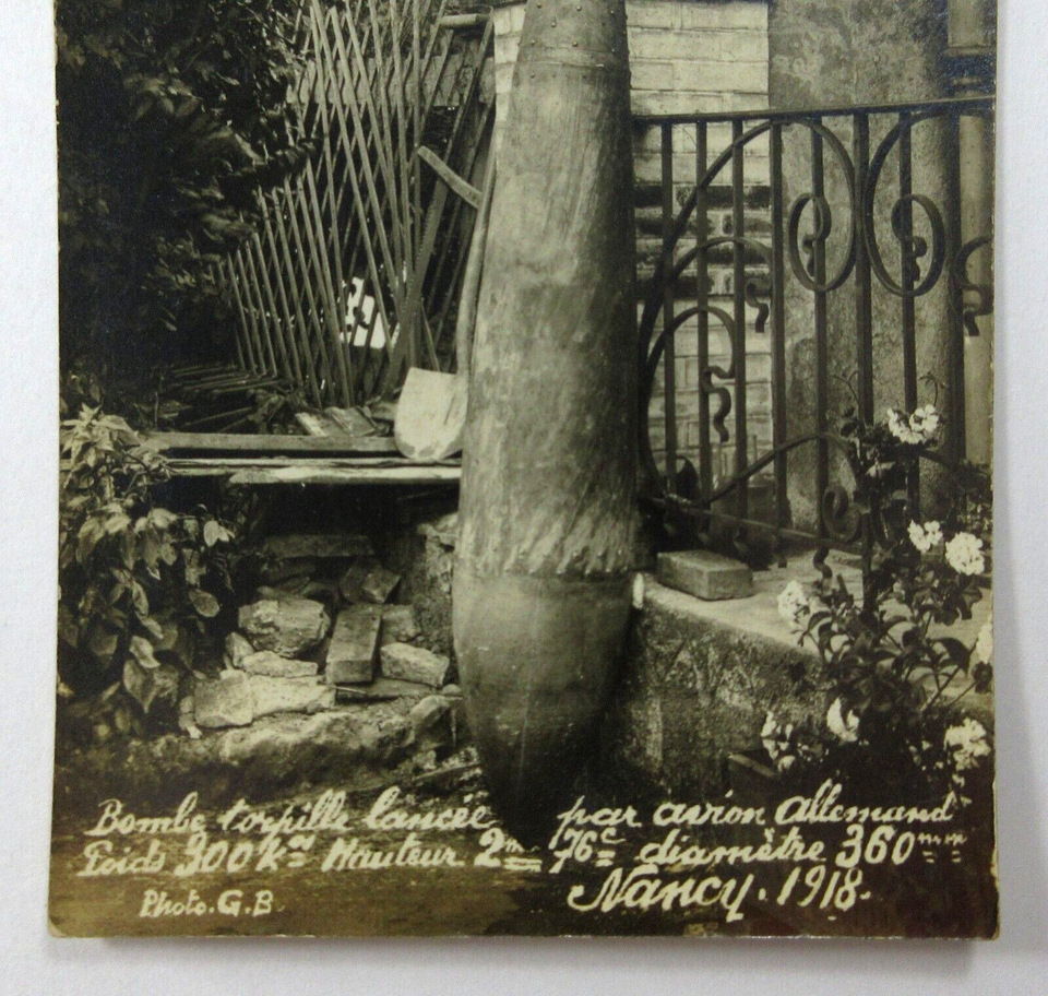 WWI German Airplane Torpedo Bomb Photo Postcard 300kg Nancy France RPPC ...