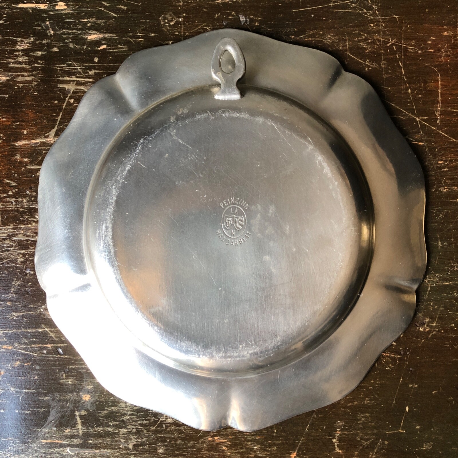 Vintage Pewter Wall Plate Rare Collector Germany 7” Man Reading Scene ...