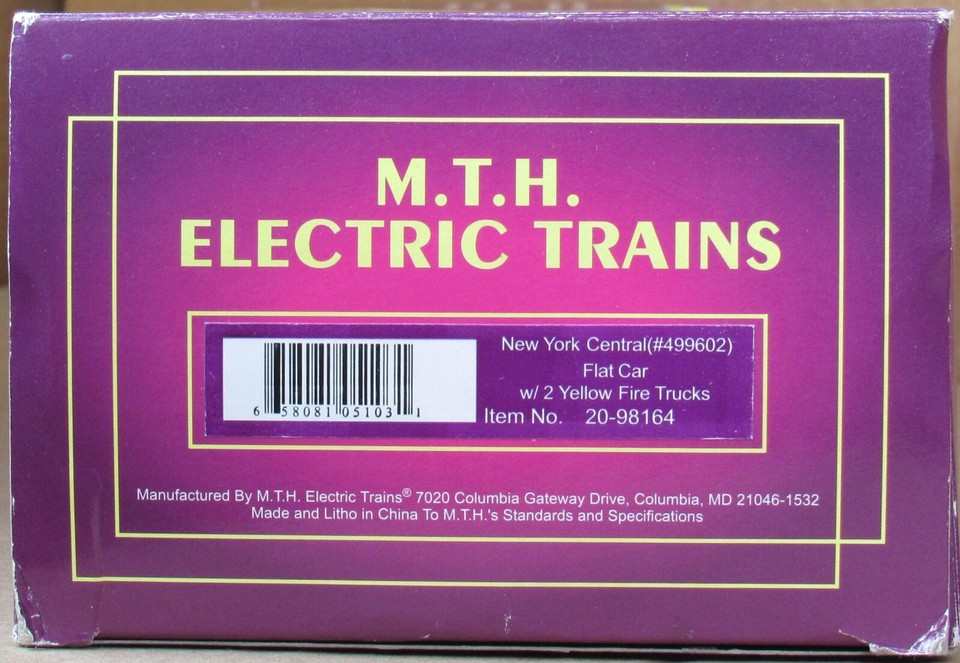 MTH Premier 20-98164 NYC (New York Central) Flat Car w/Fire Trucks O ...