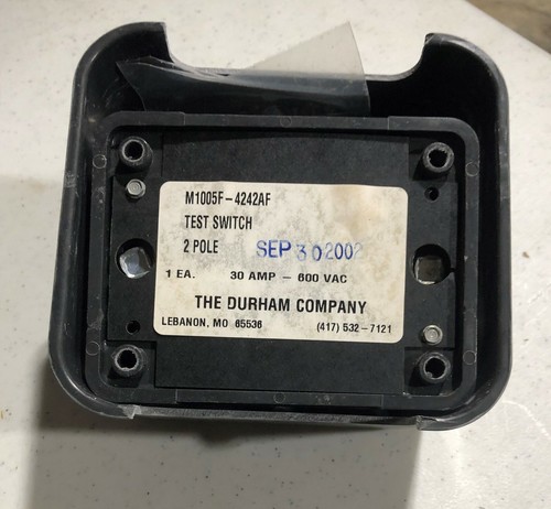 SWITCH, TEST, U4501X00P0001; 2-pole; DURHAM 30A-600VAC; M1005F-4242AF ...