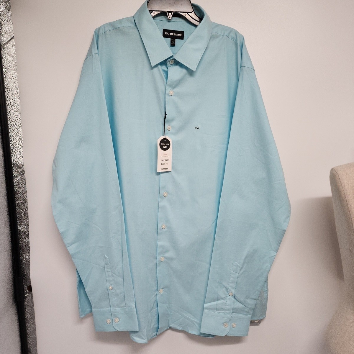 Turquoise Dress Shirt Express Regular Fit Non Iron Stretch Cotton