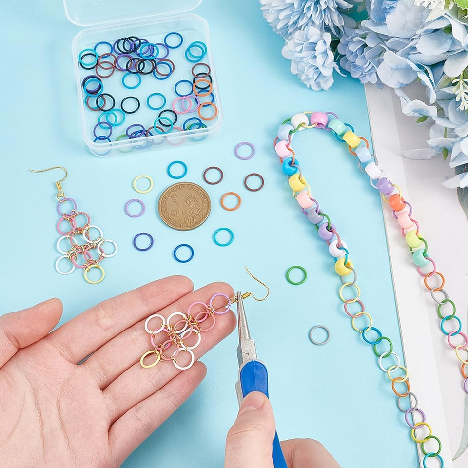 10Mm Colored Jump Rings, 160Pcs 16 Colors 18 Guage Iron Open Jump Rings ...