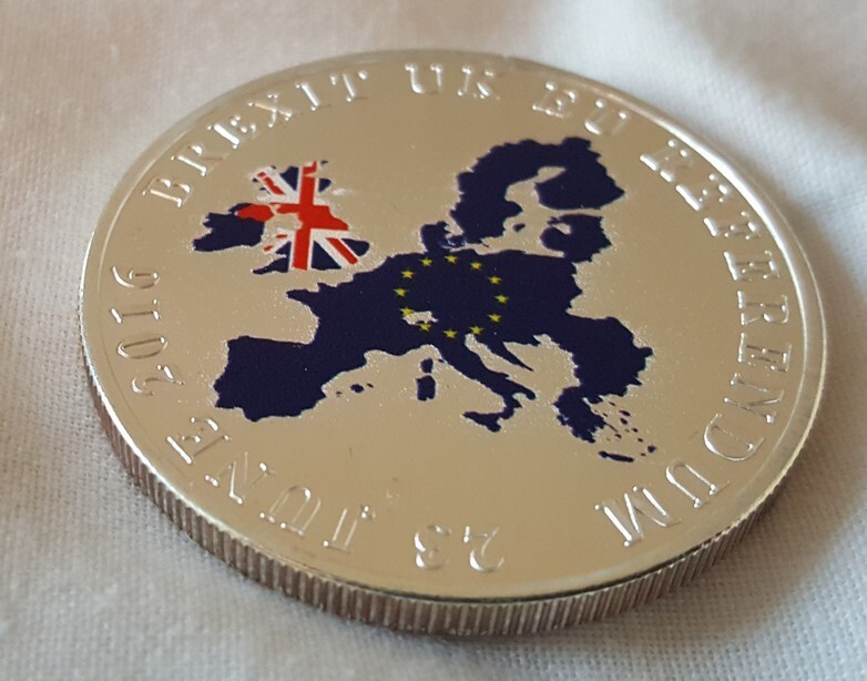 Brexit Silver Coin Britannia Retro Flags Map Stars Boris Autograph EU ...