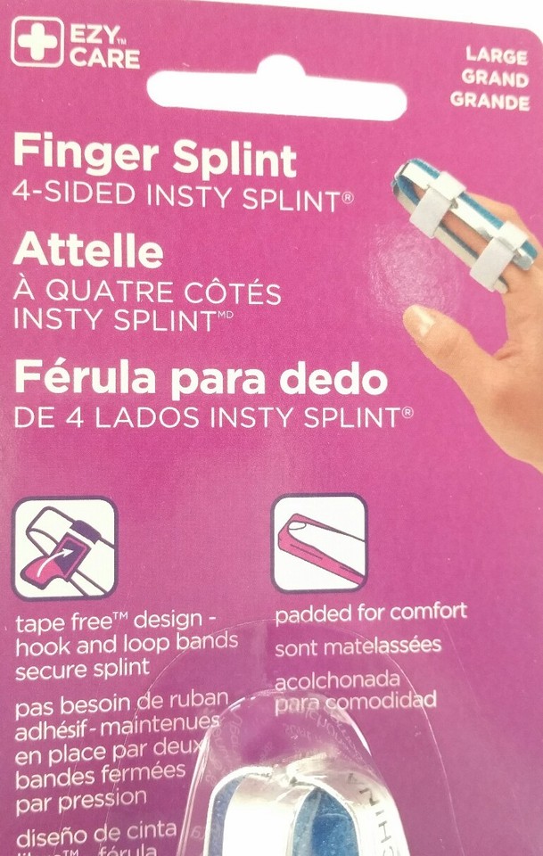 Finger Splint Insty 4 Sided Large Tape Free Padded Breathable Brace EZY ...