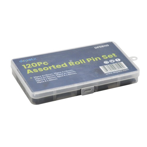 120x ROLL PIN ASSORTMENT SET PINS SPRING TENSION C POPULAR SIZES + CASE ...
