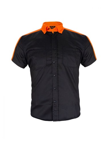 Mechanic Shirt with Reflector on Back and Straight Bottom Orange/Black ...