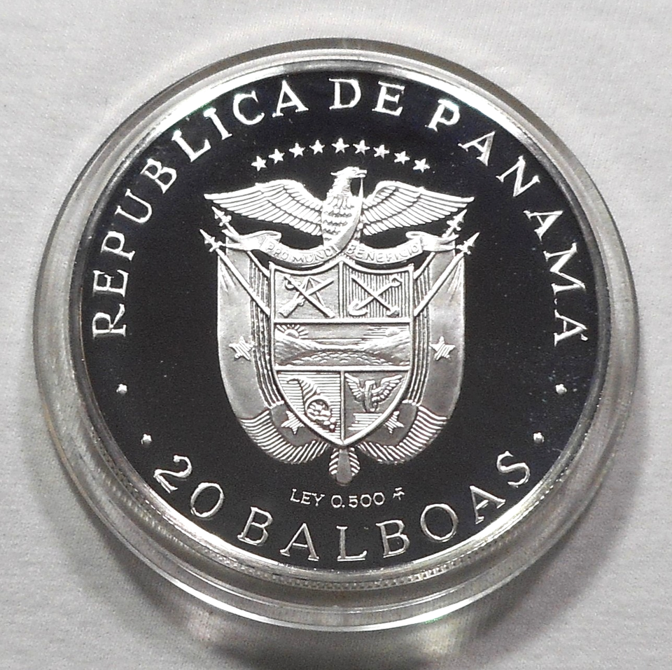 Nice 1982 Panama 20 Balboas .500 Silver Proof Coin - Vasco Nunez de ...