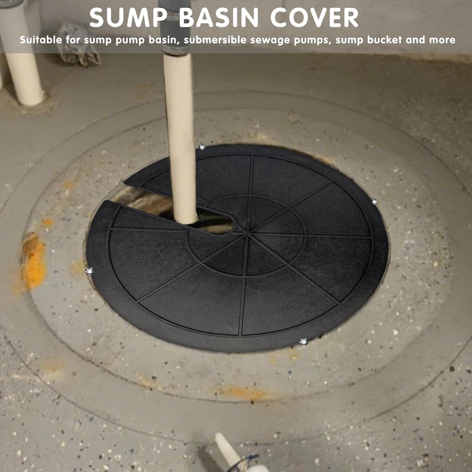 Sump Basin Cover 18 In. OD Plastic Submersible Sump Pump Cover Black ...