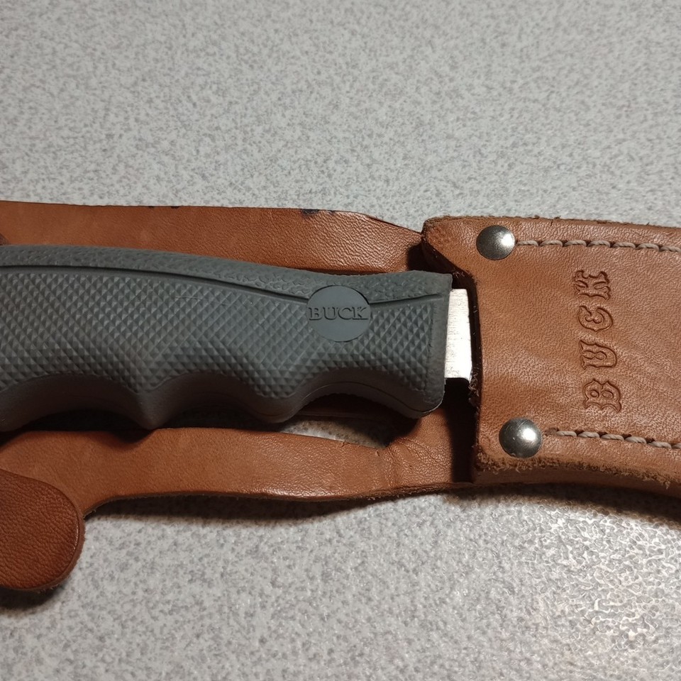 VGC Buck 810 Workman Hawkbill Fixed Blade Knife w/Leather Sheath 810-15 ...