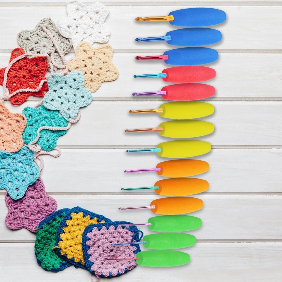 5PCS Crochet Hook Grips Set Ergonomic Crochet Hook Handle Multi-Size ...