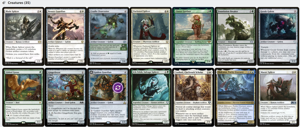 Brenard, Ginger Sculptor FOOD GOLEM TOKENS Magic MTG Custom Commander ...