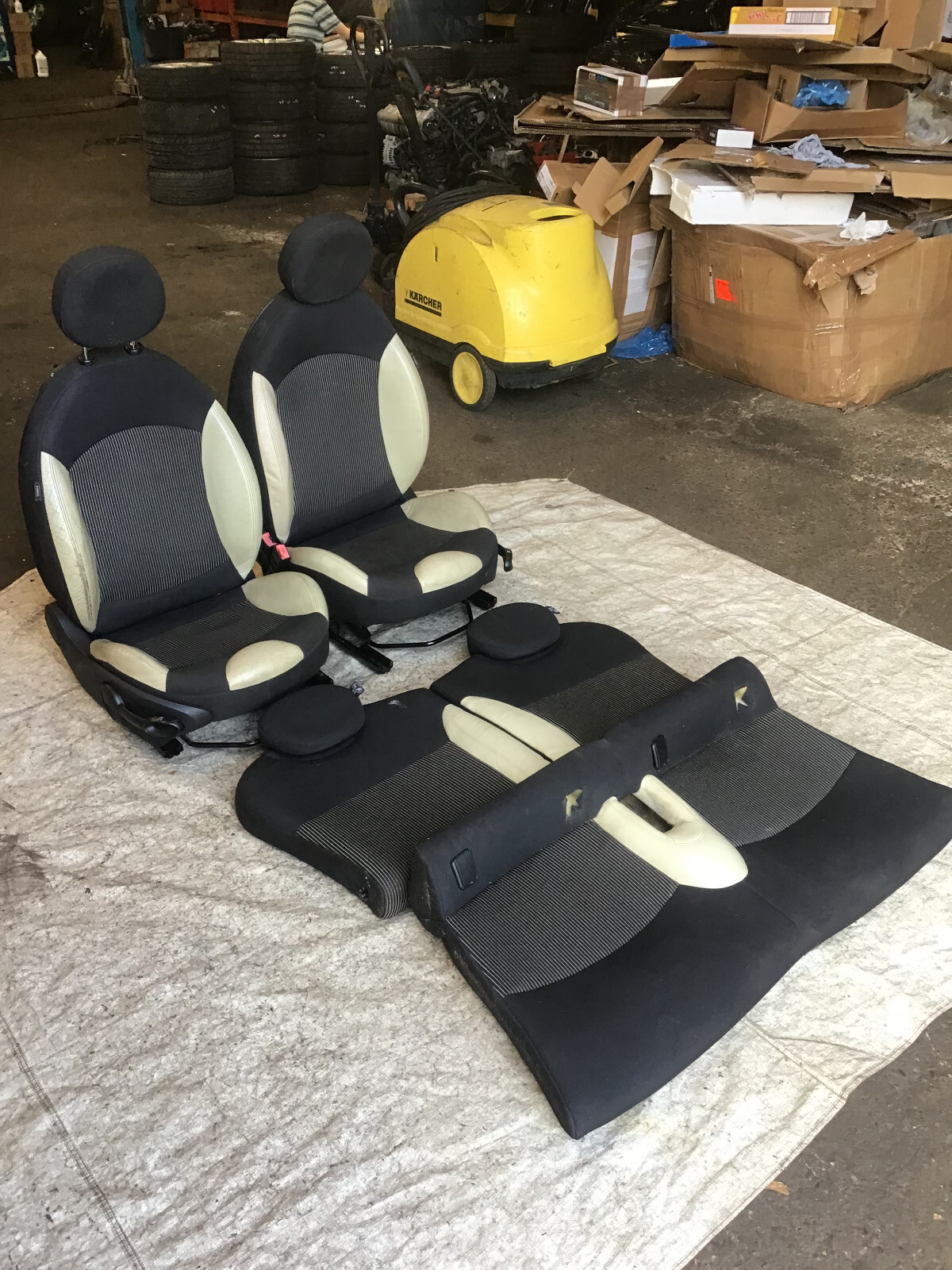 BMW Mini Cooper S R56 2006-2013 FULL SET Black & Cream Half Leather ...