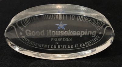 Vtg Good Housekeeping Promise Paperweight Clear Oval Art Glass | eBay