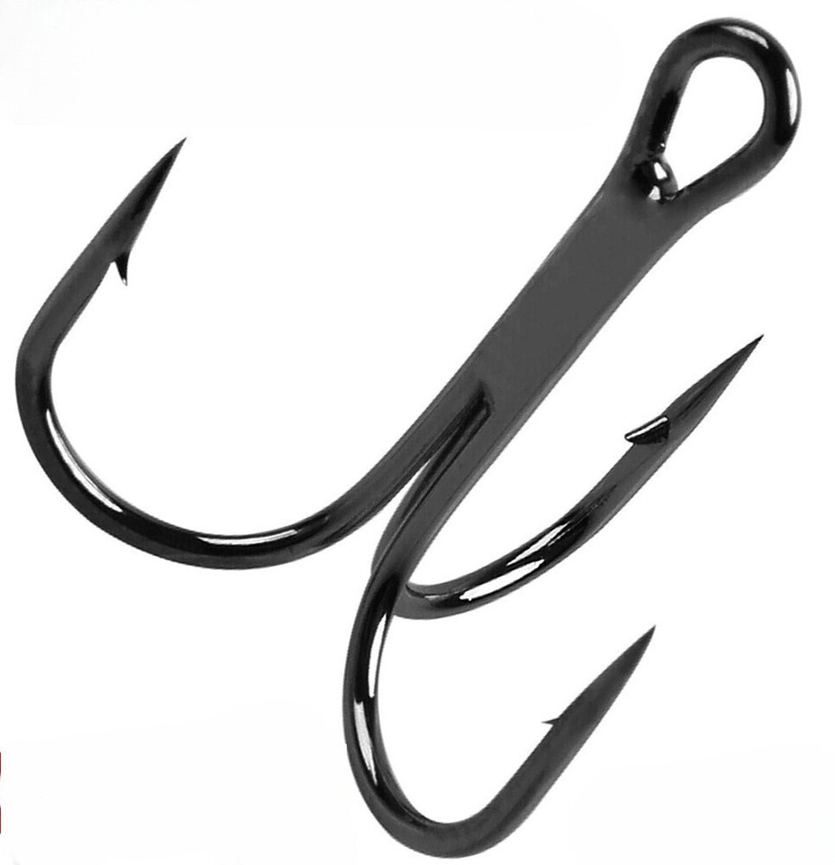 100PCS Treble Hooks Triple Fishing Sharp Hooks for Freshwater Saltwater ...