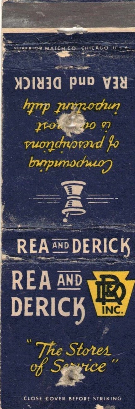 REA AND DERICK-THE STORES OF SERVICE-EMPTY-ONE 1/2 INCHES WIDTH-1950'S ...
