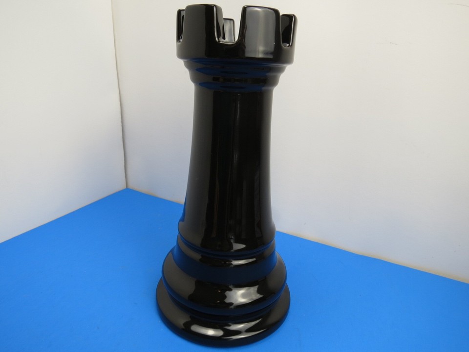 Large 12 Inch Chess Piece Black Castle Rook Ceramic | eBay