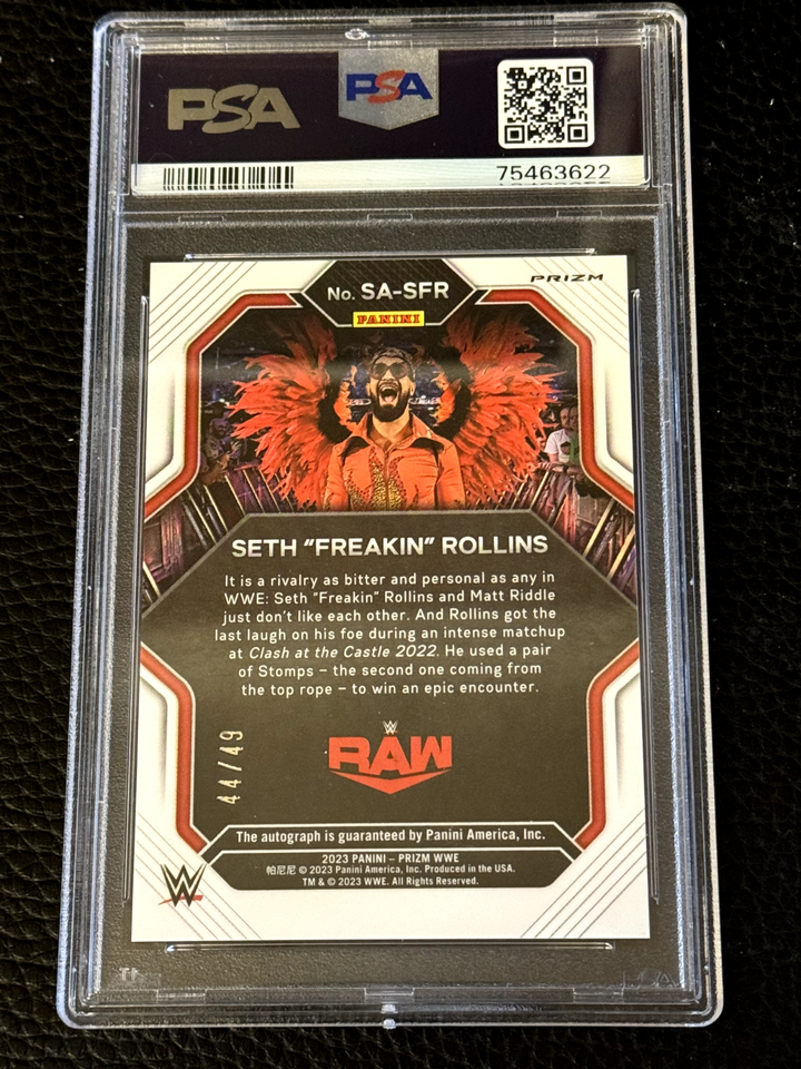 2023 WWE Prizm Seth Rollins Superstar Auto Blue Prizm PSA 9 POP 1 with ...