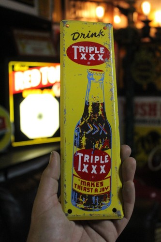 RARE 1950s DRINK TRIPLE XXX COLA SODA POP STAMPED PAINTED METAL SIGN ...