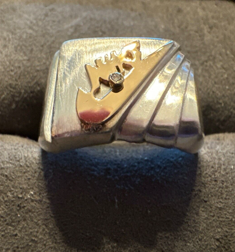14K Yellow Gold Diamond NIKE SWOOSH Signet Ring Size 10 1/4 | eBay