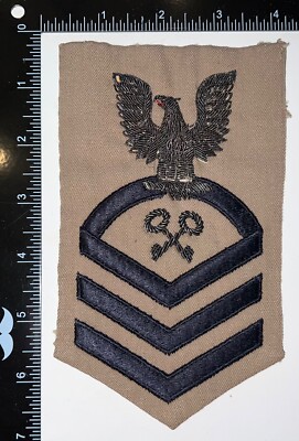 USN US Navy Storekeeper Chief Petty Officer CPO Bullion Khaki Rate ...