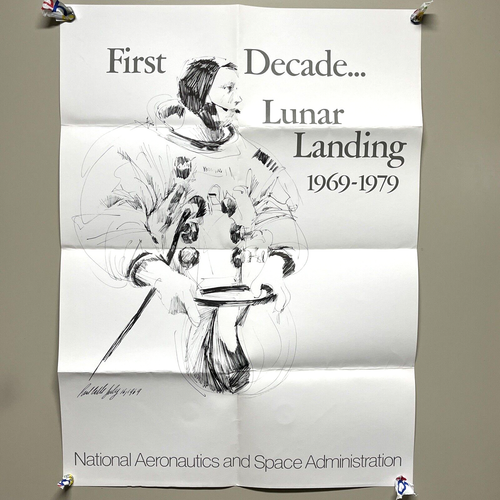 NASA Poster First Decade Lunar Landing Space Exploration 25 X 34 Apollo ...