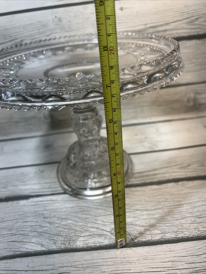 EAPG ADAMS & CO XLCR Excelsior Clear Glass Kings Crown Cake Stand Circa ...