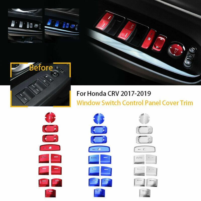 For Honda Car CRV 17-19 Aluminum 11PCS Window Switch Control Button ...