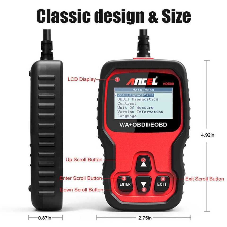 ANCEL VD500 All System Car OBD2 Diagnostic Scanner EPB Oil TPS Reset ...