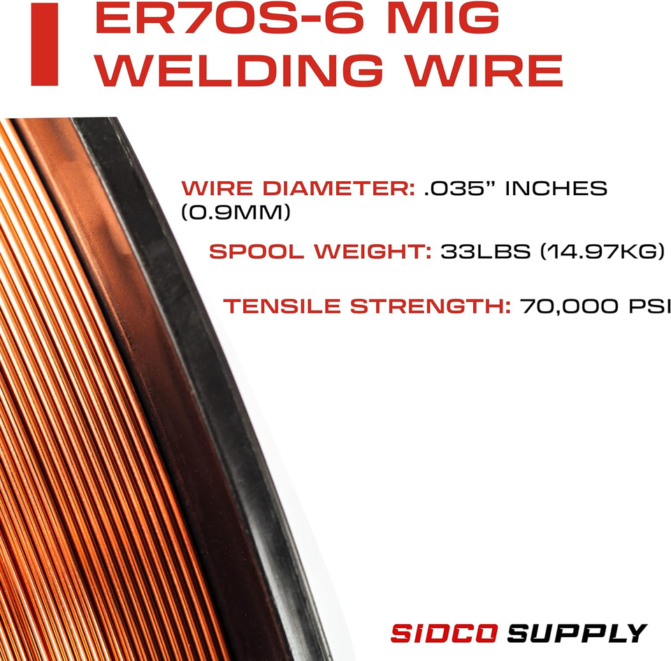 Solid MIG Welding Wire - ER70S-6-0.035 Inch, 33 LB Spool - Mild Steel ...