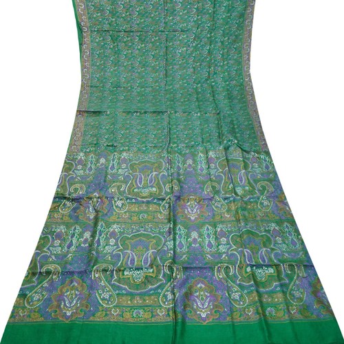 Namaste Vintage Verde Sarees 100% Pura Seda Estampado Indian Sari 18 ...