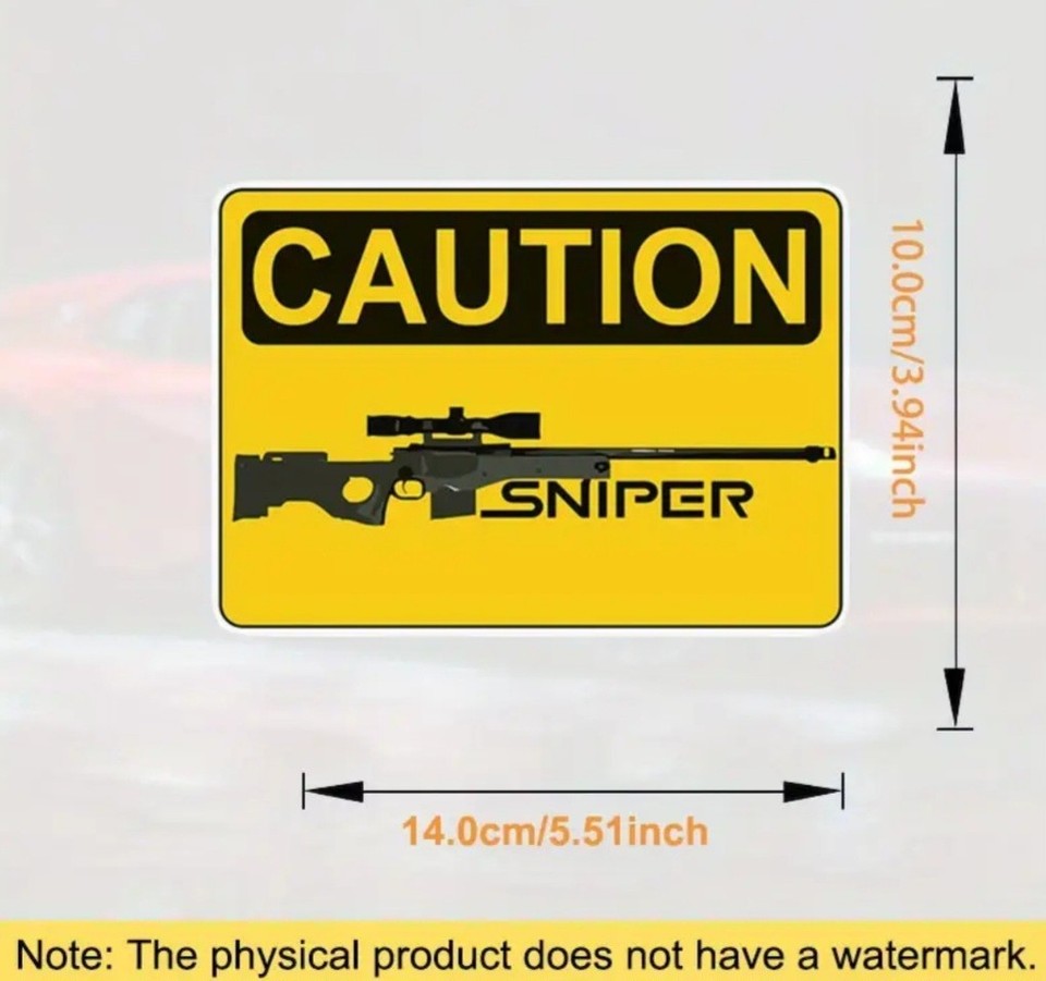 Caution Sniper Killer Assassin Army Kill Funny Car Vinyl Sticker Decal ...
