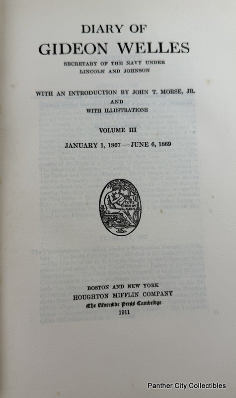 1911 1st Ed 3v Set The Diary Of Gideon Welles US Secretary Of The Navy ...