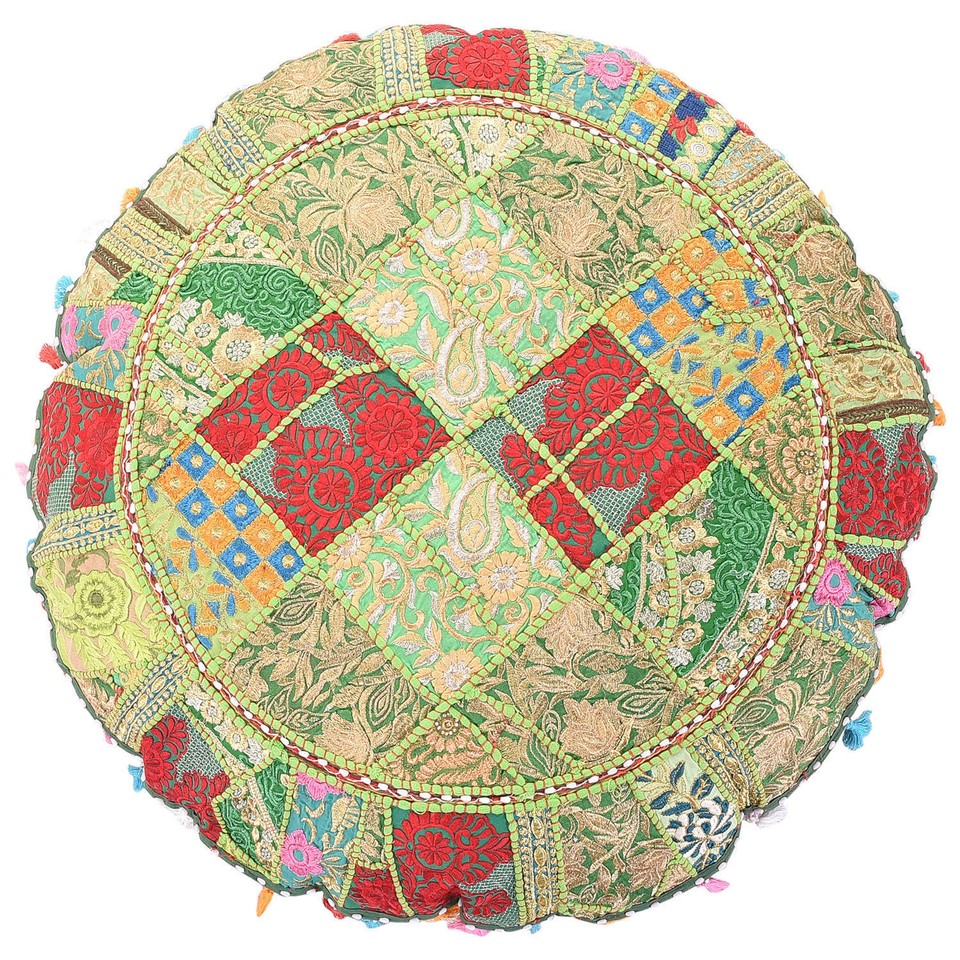 Moroccan Pouffe Cover Round Pouf Ottoman Cover Foot Stool Indian ...