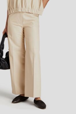 $685 Loulou Studio Women's Beige Noro Wide-Leg Leather Pants Size M | eBay