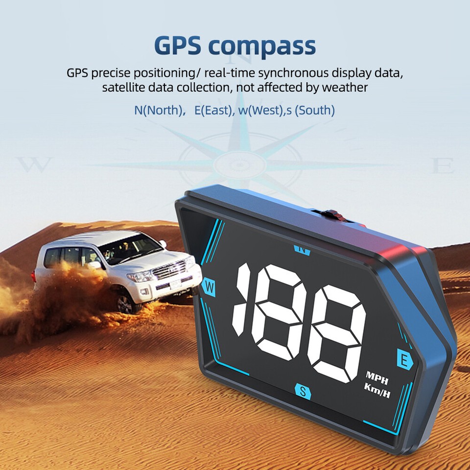 Universal Digital Speedometer GPS Car HUD Head Up Display MPH Overspeed ...