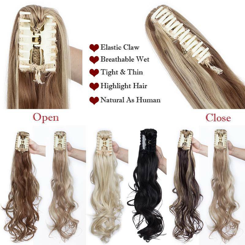 Highlight Thick Real Claw Ponytail Clip In Hair Extensions Pony Tail As ...