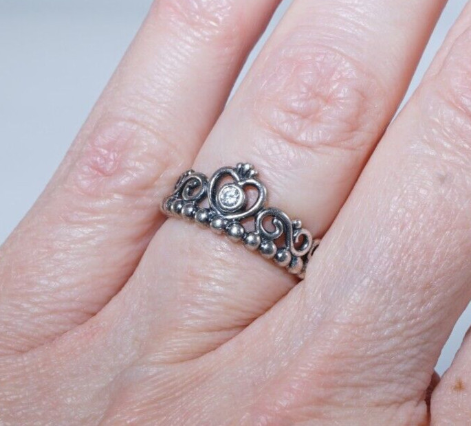 PANDORA Sterling Silver PRINCESS TIARA CZ Ring, Size … - Gem