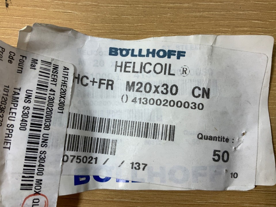 Pack of 5 M20 x 30mm Helicoil Plus, Free Running, 304 Stainless Steel ...