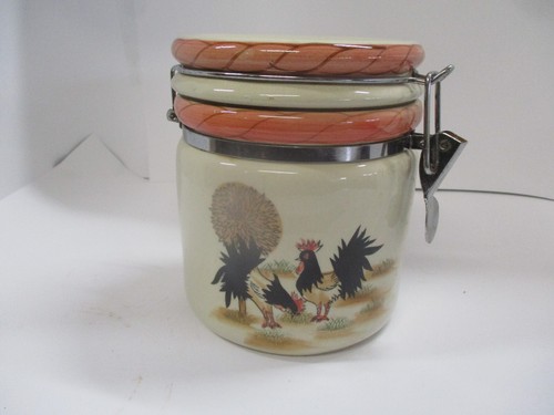 Vintage Sealable Canister Hen Rooster Country Farmhouse Decor WCL China ...