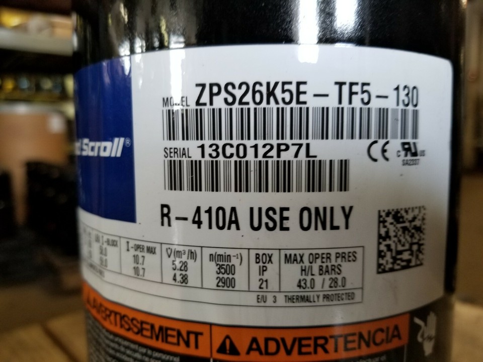COPELAND ZPS26K5E-TF5-130 26,000 BTU 230V 3PH 60HZ 2-STAGE R-FOUR TEN A ...