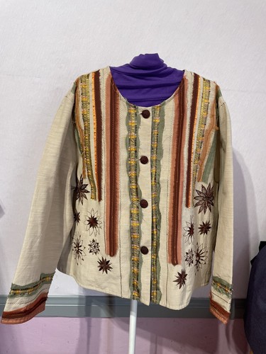 Bohemian Moroccan Style womens XL Button Front JACKET shred detail s ...