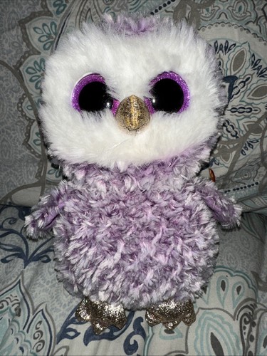 Ty Beanie Boo Boos Moonlight The Owl 10” Sparkle Purple Eyes Plush B | eBay