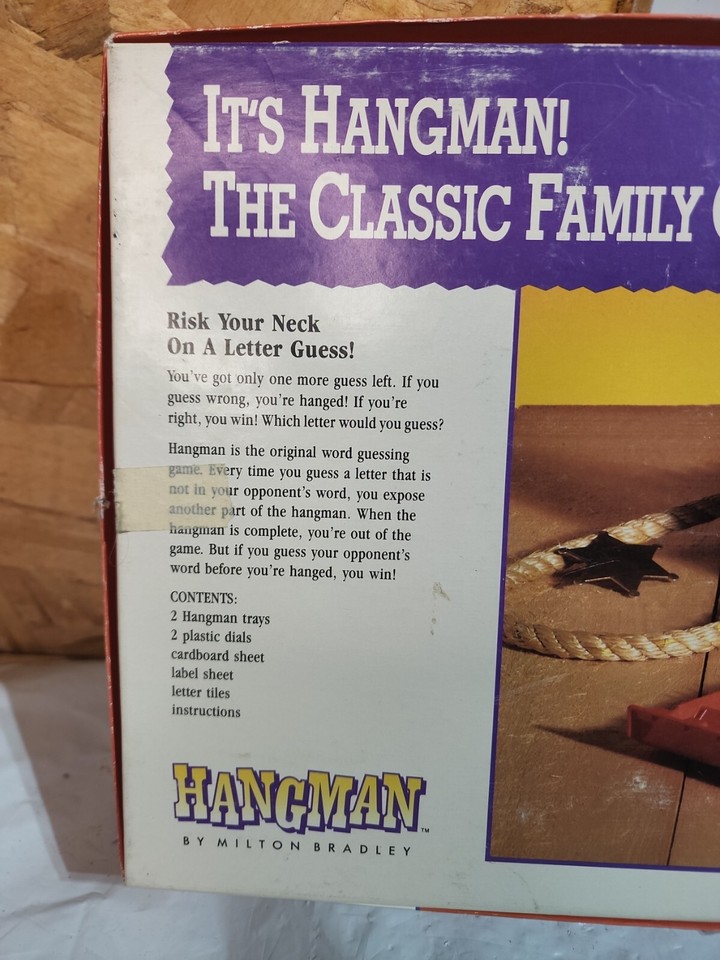 1988 Hangman Board Game Vintage Milton Bradley Word Guess Original | eBay