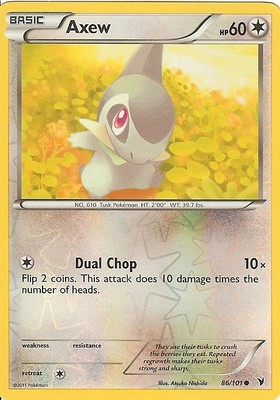 86/101 Axew Common Reverse Holo: Pokemon Trading Card Game BW-03 Noble ...